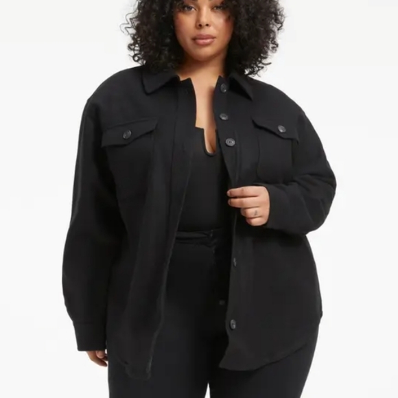Good American | Jackets & Coats | Good American Black Wool Shacket ...